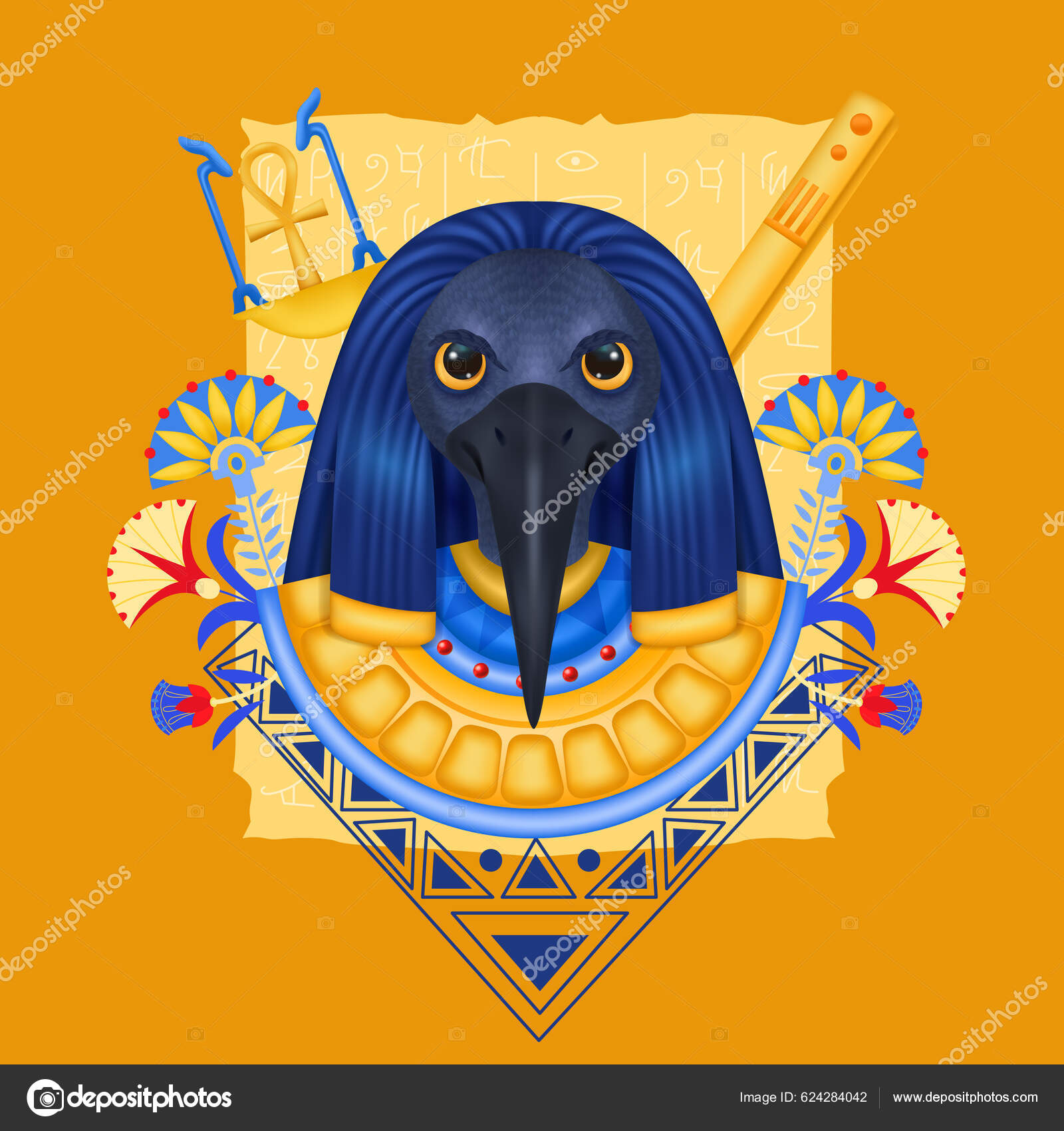 Thoth Composición Dios Egipcio Con Avatar Imagen Dios Antiguo Con ...