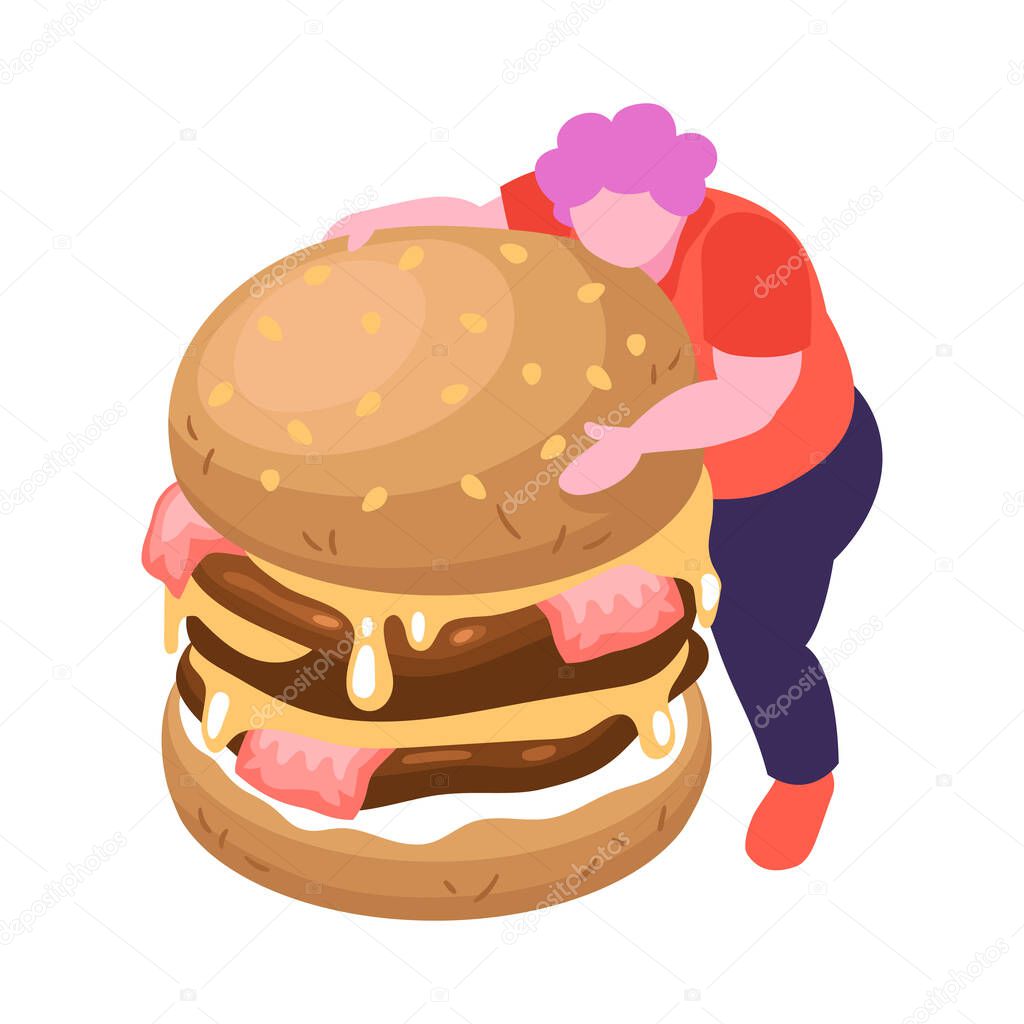 Composición De Glotonería De Comer En Exceso Isométrica Con Caracteres