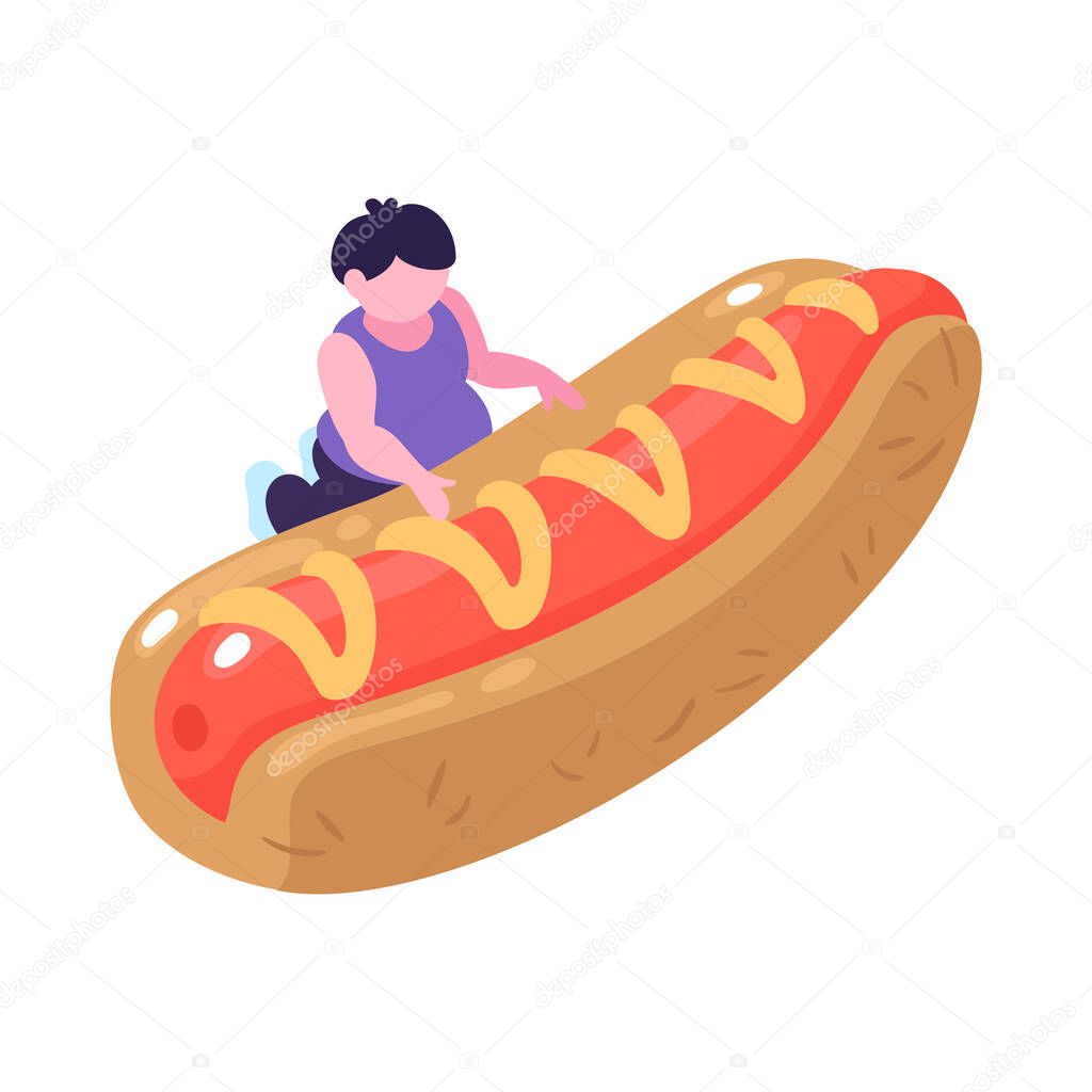 Composición De Glotonería De Comer En Exceso Isométrica Con Caracteres