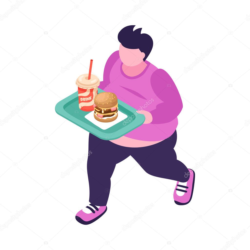 Composición De Glotonería De Comer En Exceso Isométrica Con Caracteres