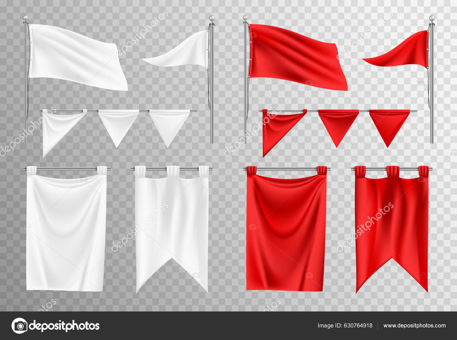 Modélisation Réaliste Drapeau Blanc Rouge Agitant Différentes Formes ...