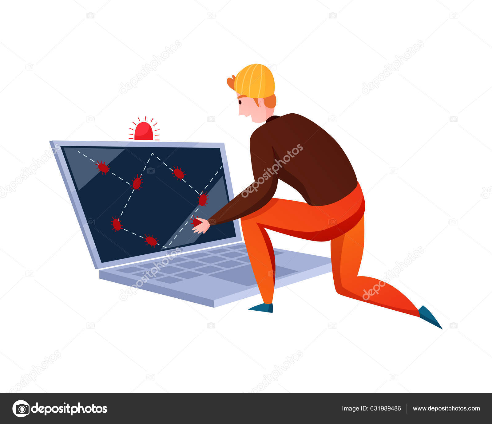 Hacker Composition Cartoon Character Hacker Stealing Information ...