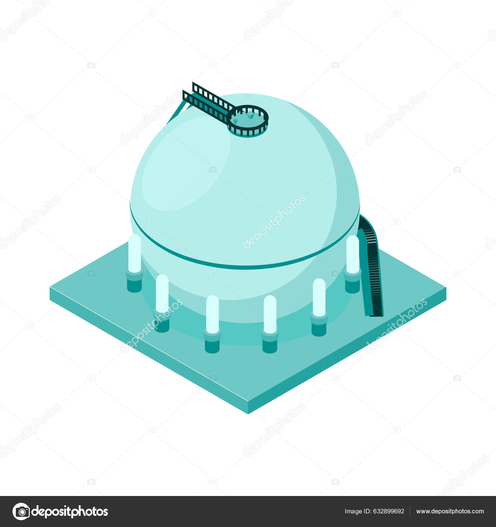 Oil Storage Reservoir Isometric Icon Vector Illustration Stock Vector ...