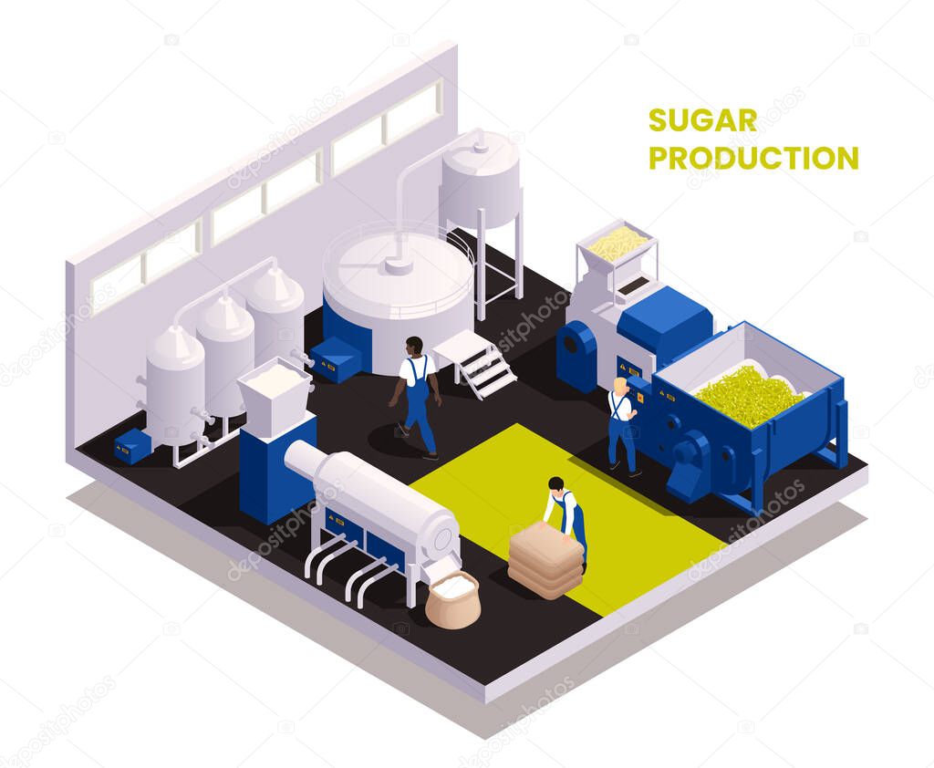 Sugar Production Isometric Composition Illustrated Sequence Function ...