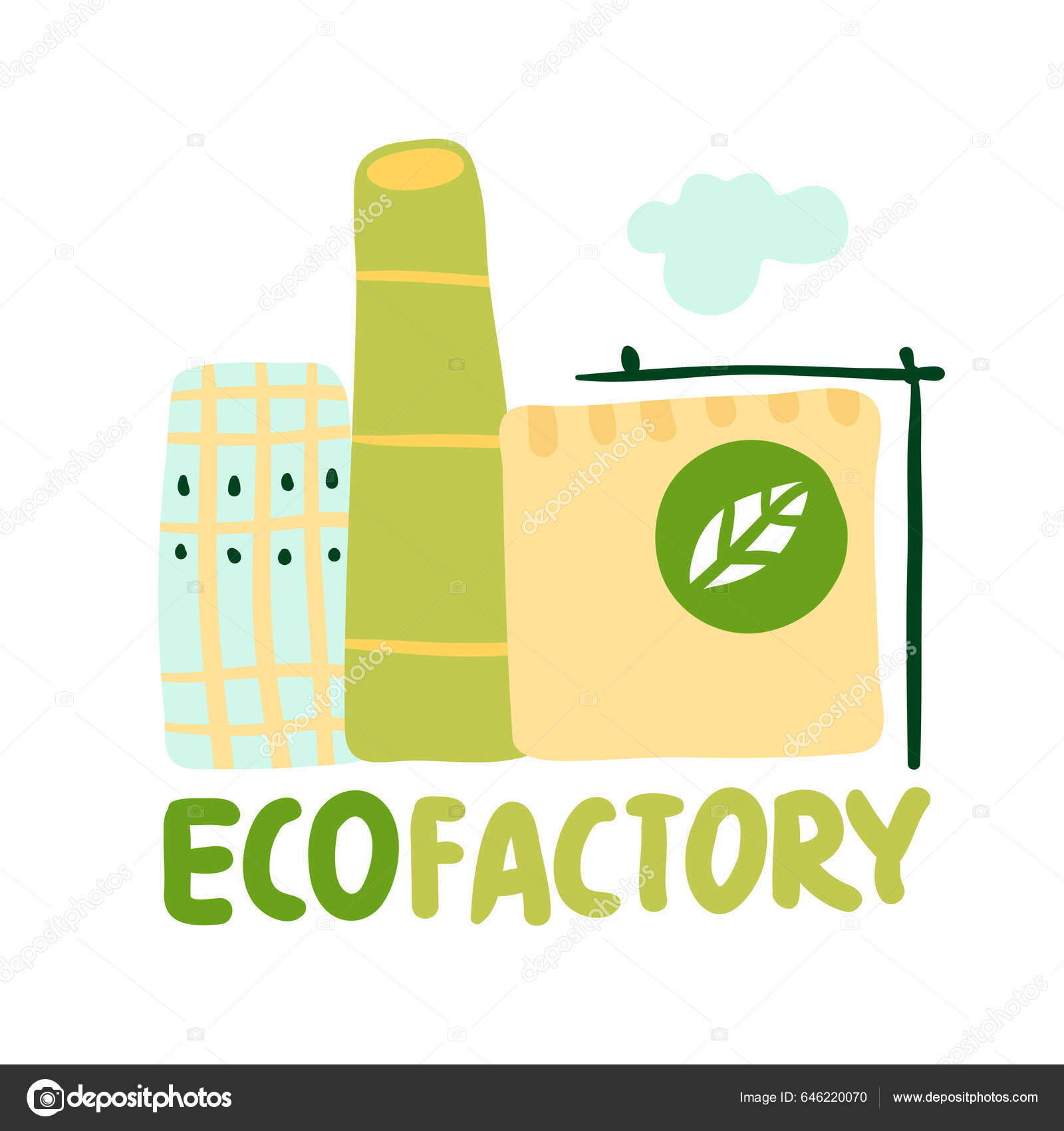 Ecofactory Ecological Restoration Flat Color Emblem Vector Illustartion Stock Vector by ...