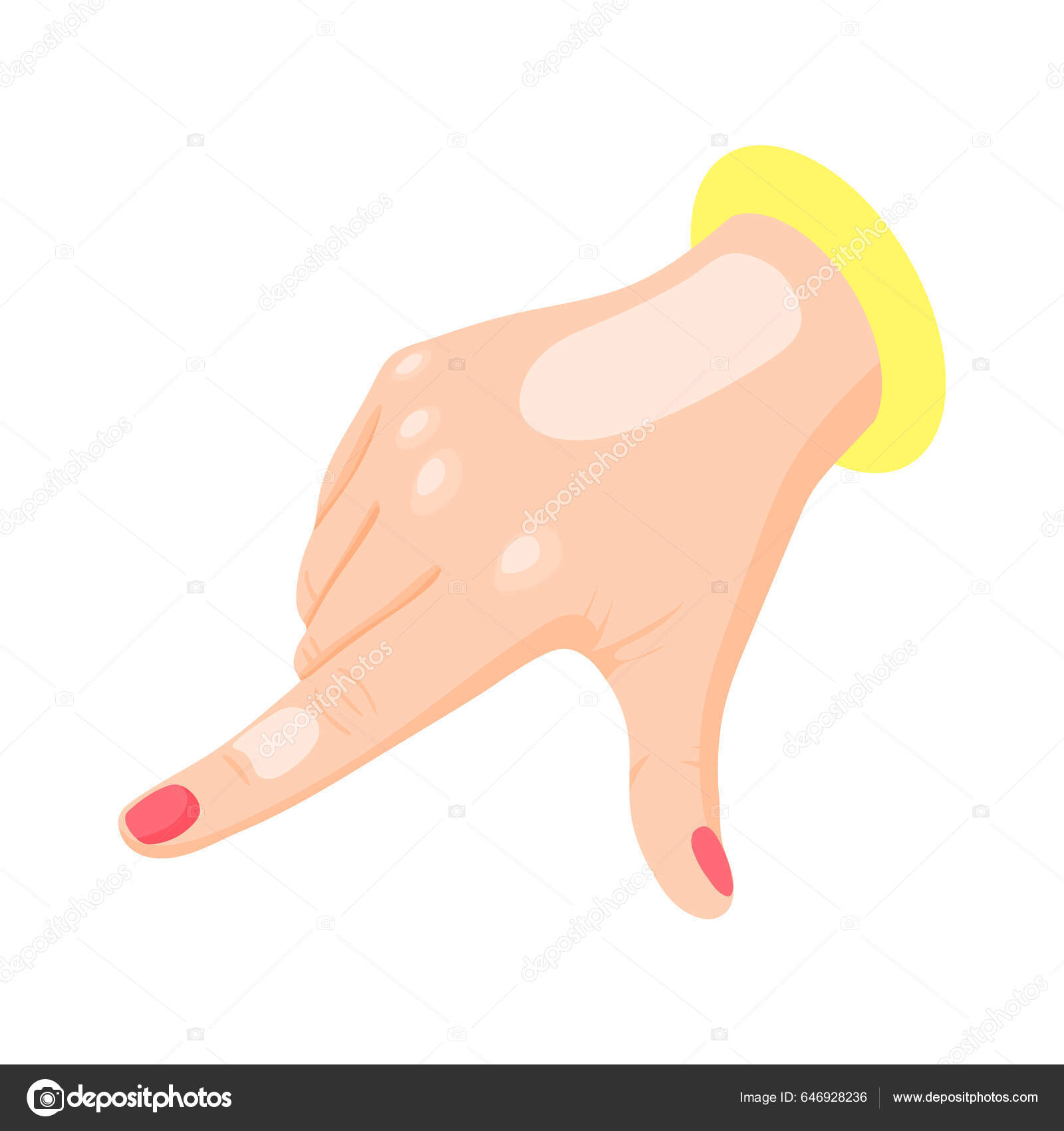 Isométrica Mano Femenina Que Muestra Gesto Apuntando Vector Ilustración ...