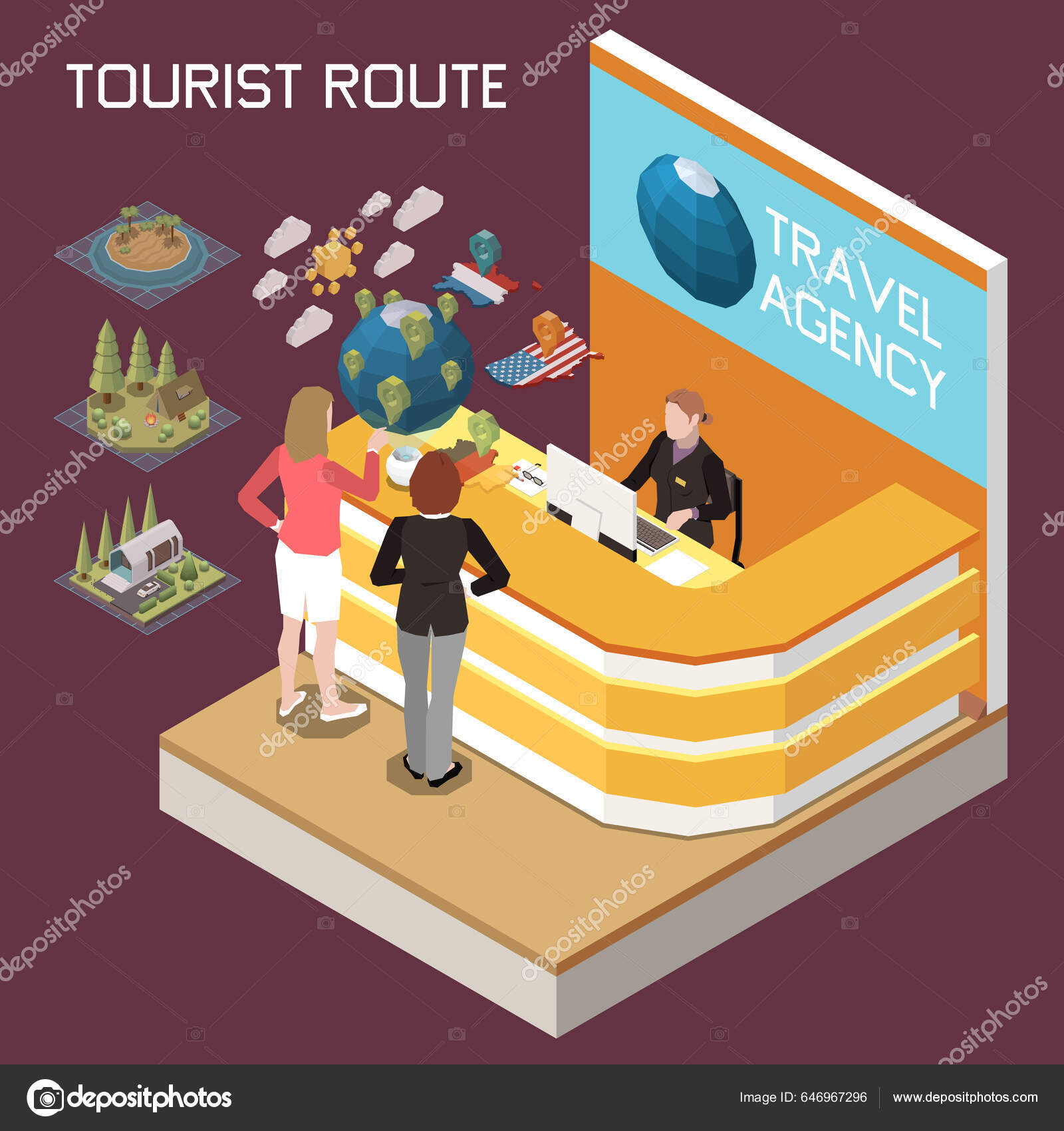 Virtual Augmented Reality Isometric Composition Text Travel Agency ...