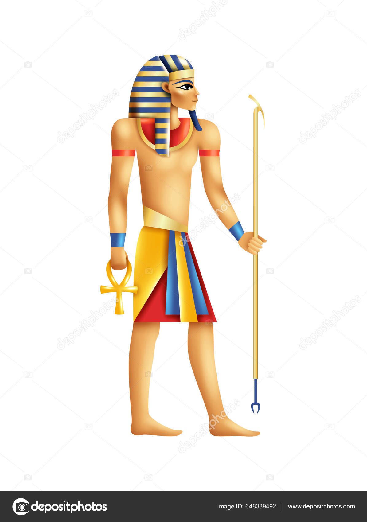 Antiguo Faraón Egipcio Tutankamón Ilustración Vector Dibujos Animados ...