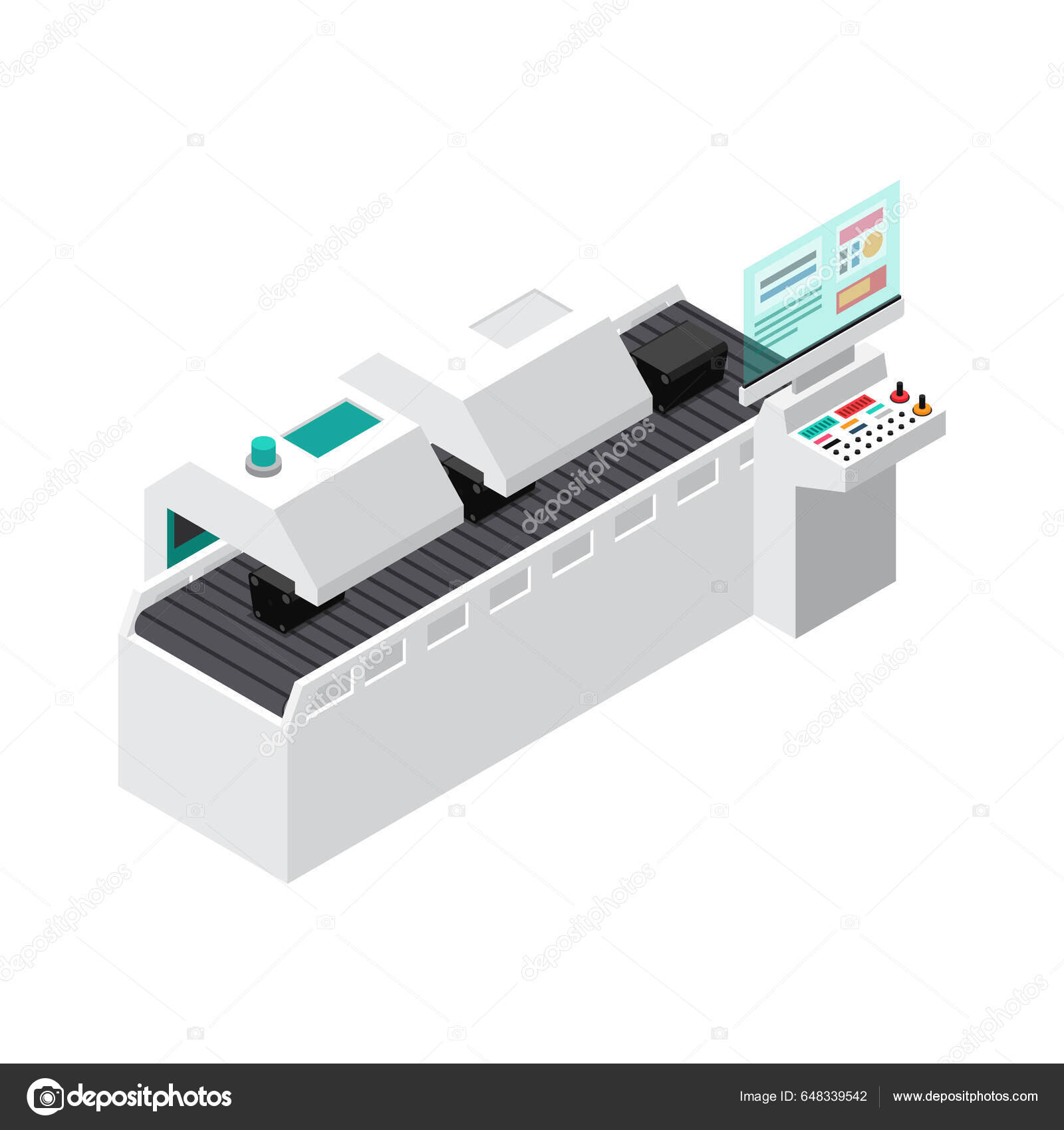 Smart Factory Assembly Line Industrial Robotic Technology Isometric ...