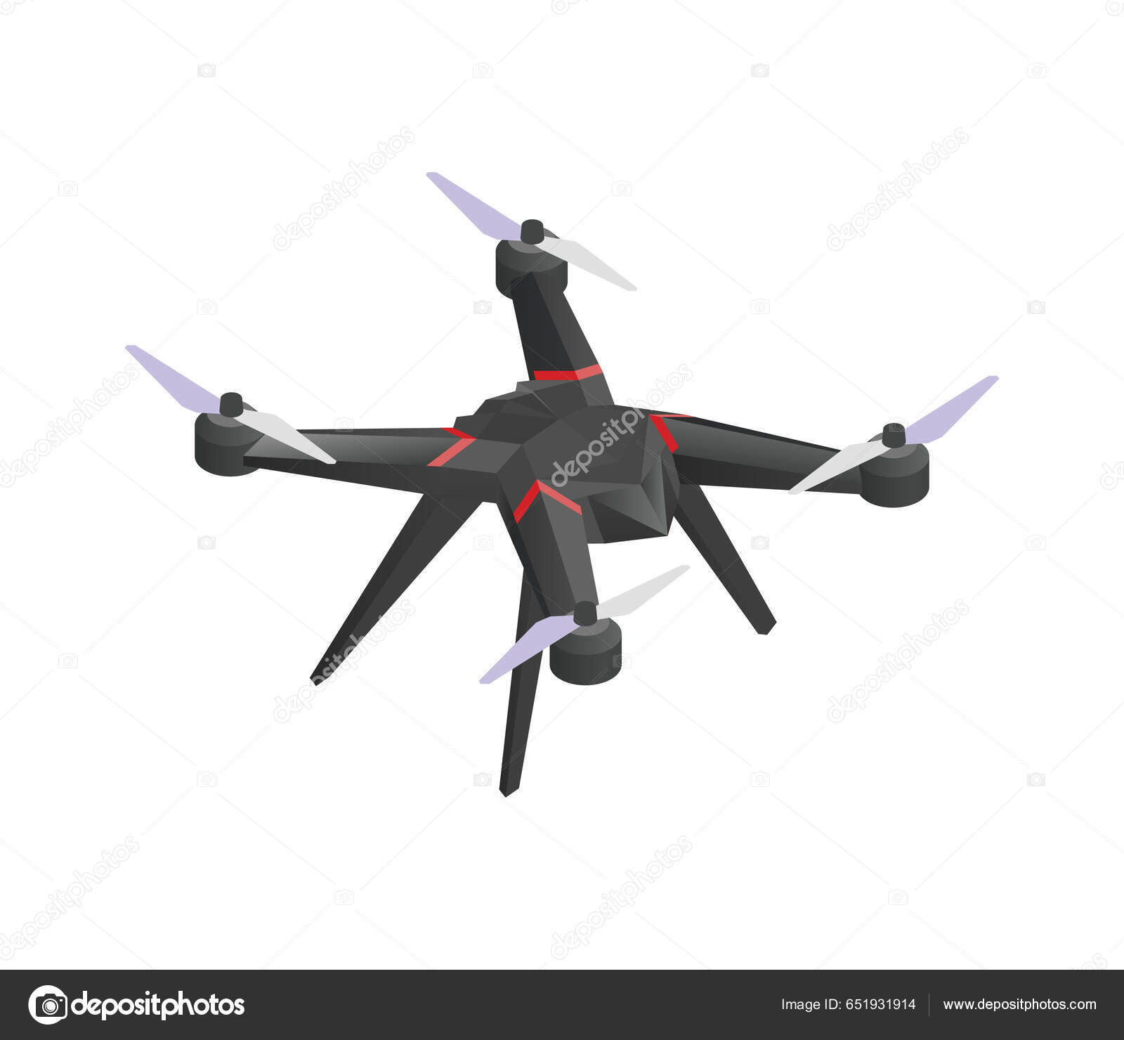 Black Aerial Drone Isometric Icon White Background Vector Illustration ...