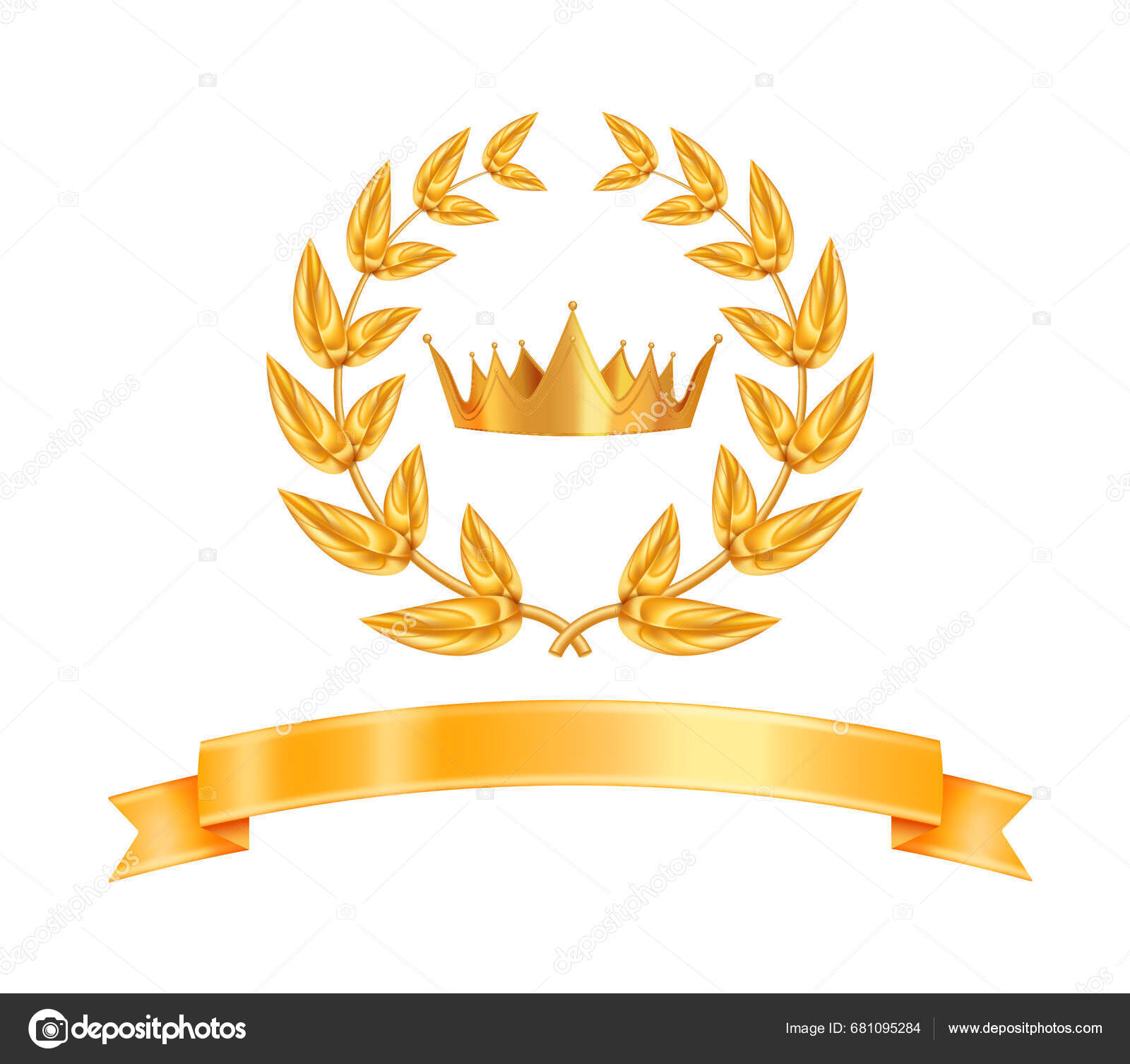 Goldene Königliche Krone Emblem Mit Adelssymbolen Realistische ...