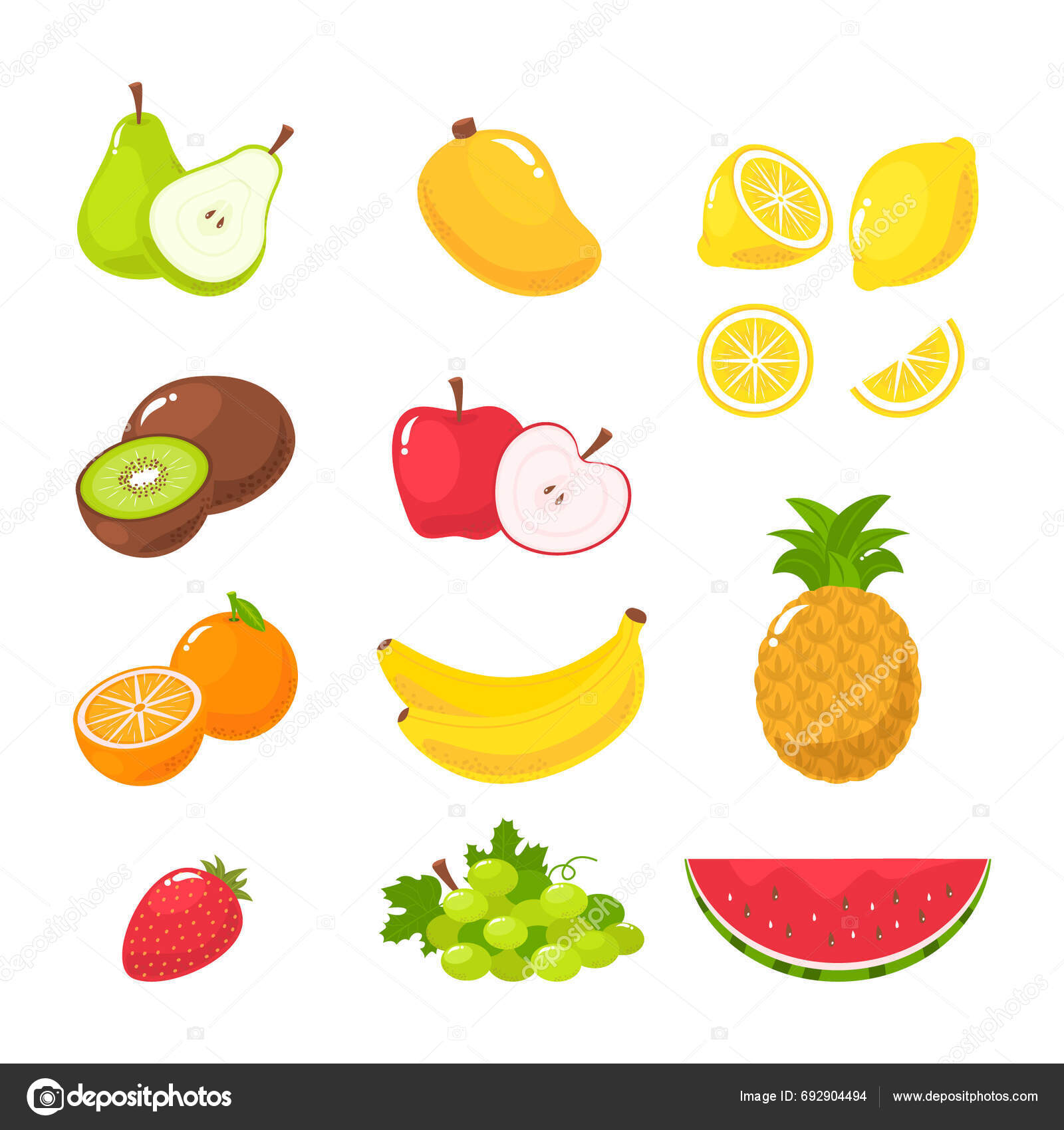 Hand Drawn Juicy Fruit Original Collection Fresh Fruit Piec — Stock ...