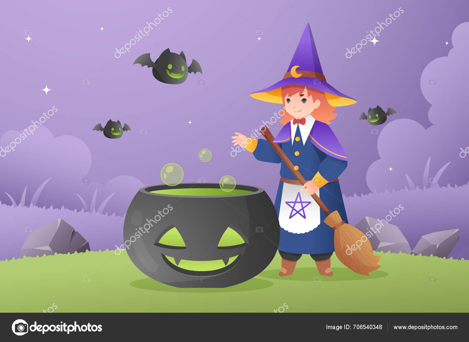 Hand Drawn Cartoon Magic Witchcraft Composition — Stock Photo ...