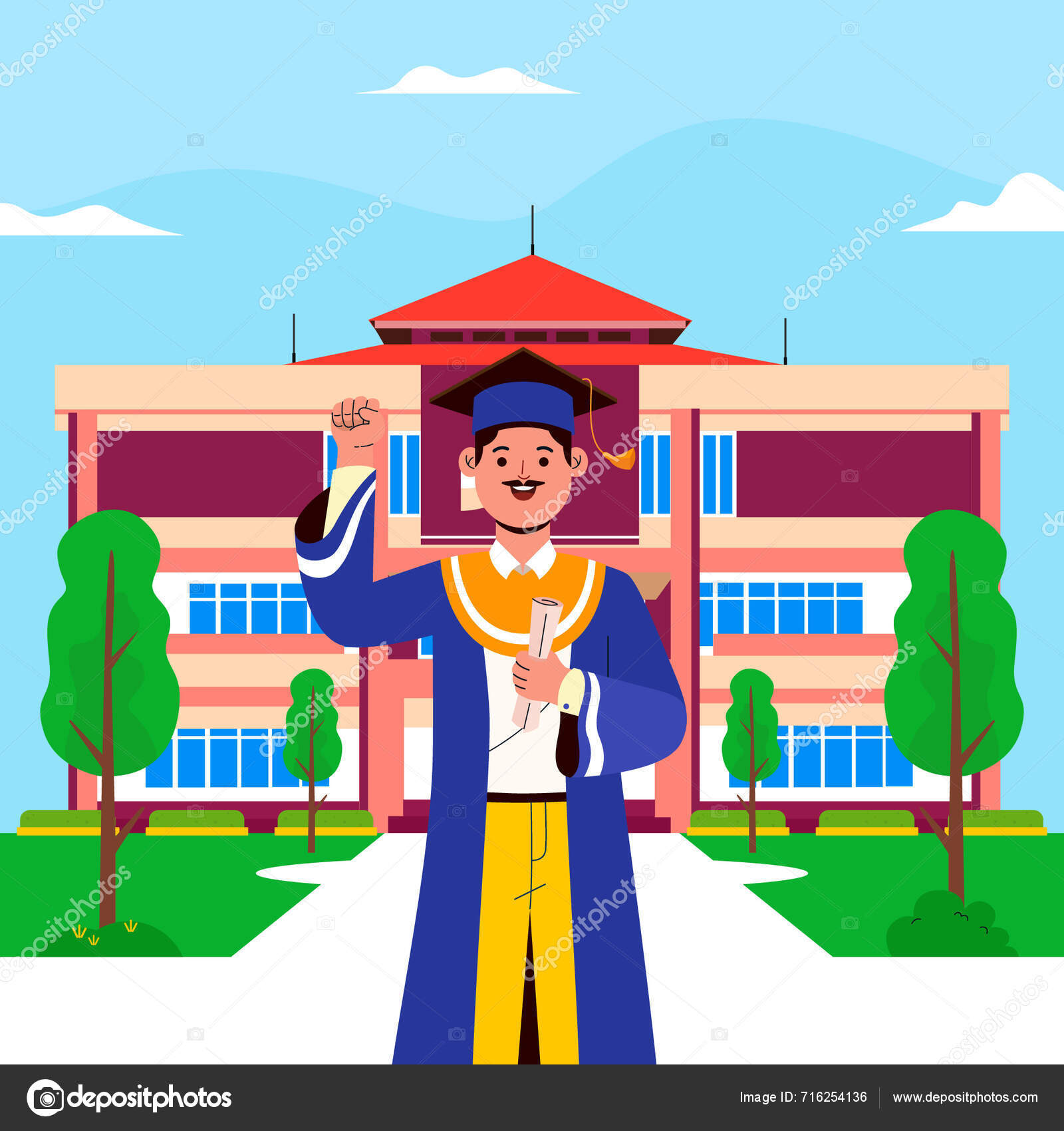 Hand Drawn Cartoon University Composition — Stock Photo © macrovector ...