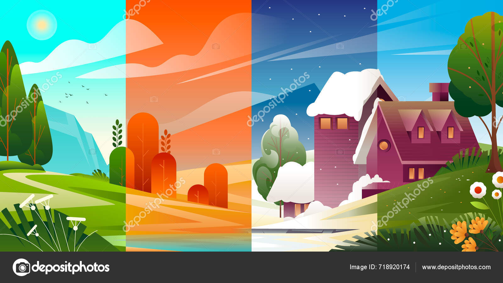 Four Seasons Composition Gradient Style — Stock Photo © macrovector ...