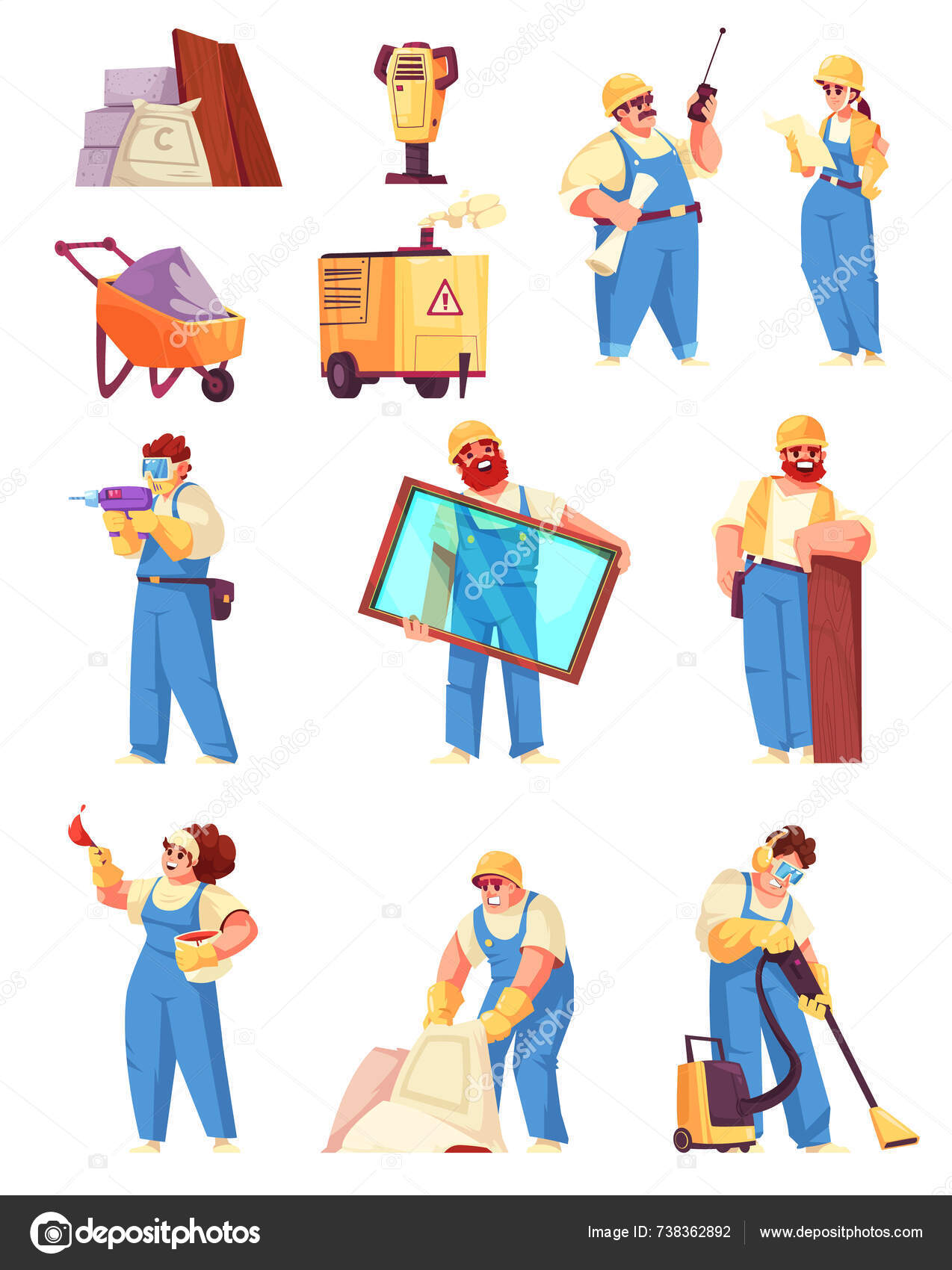 Construction Workers Set Flat Design — Stock Photo © macrovector #738362892