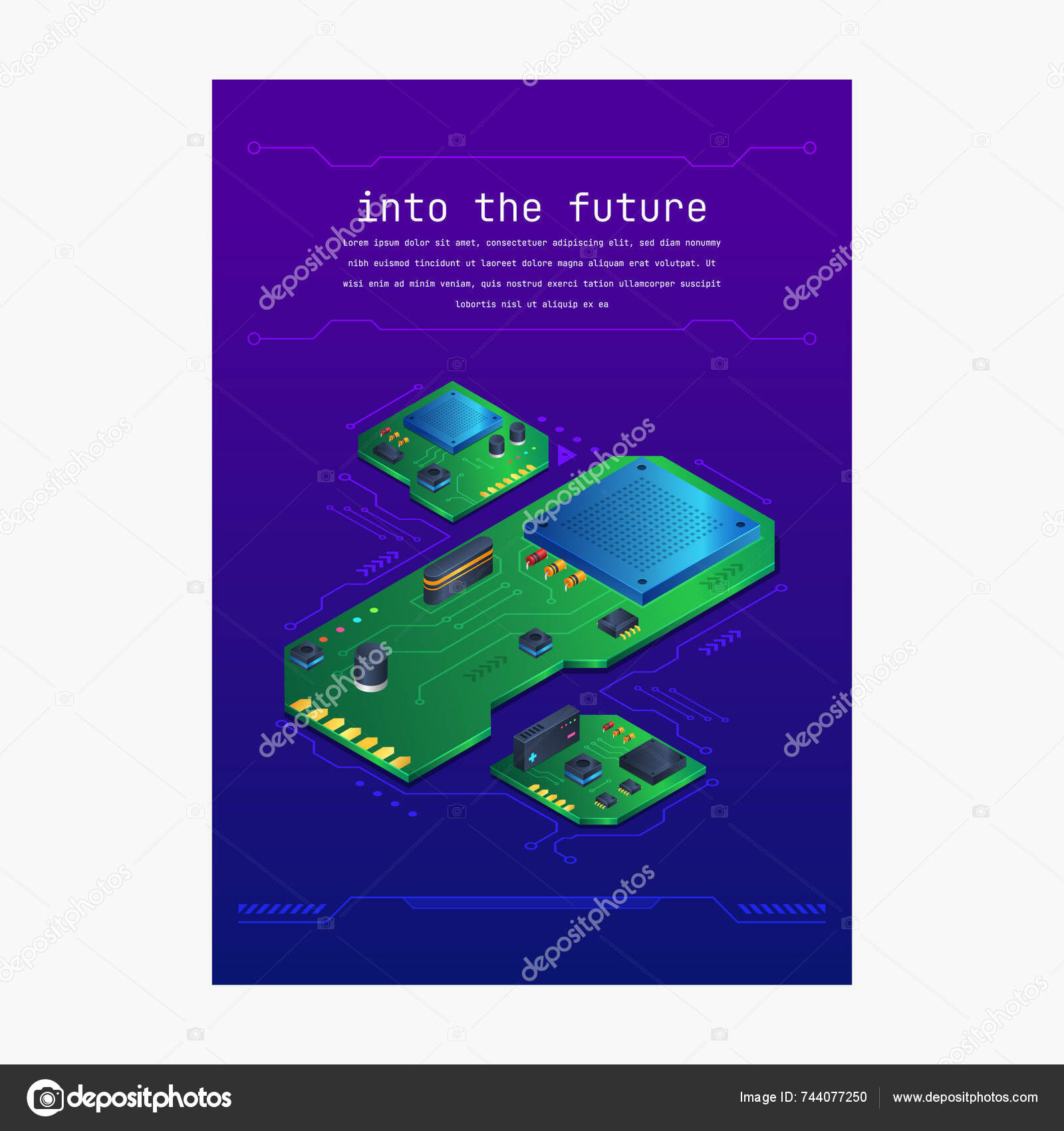 Semiconductor Chip Poster Isometric View — Stock Photo © macrovector ...