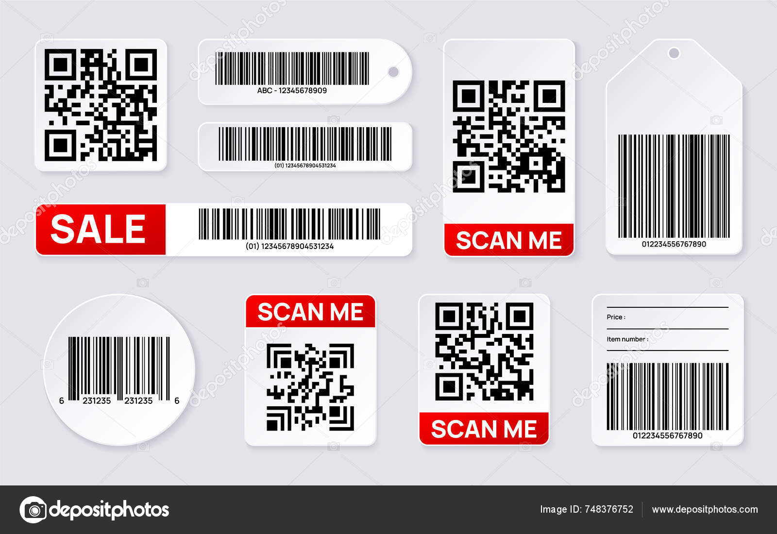 Realistic Barcode Set Collection — Stock Photo © macrovector #748376752