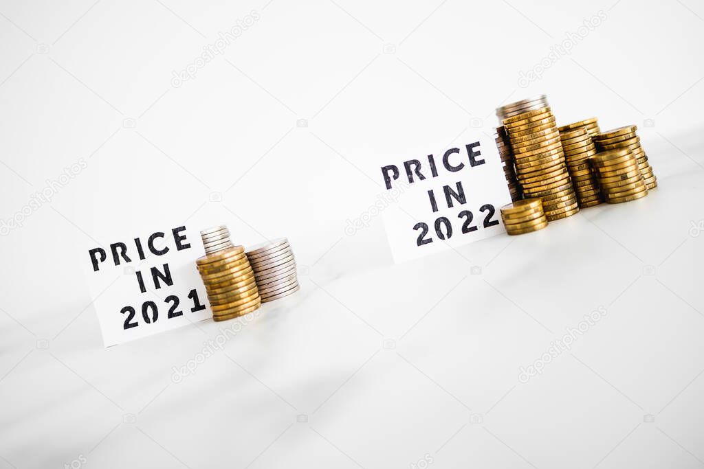 inflación y costo de vida subiendo concepto, precio en 2021 vs precio ...