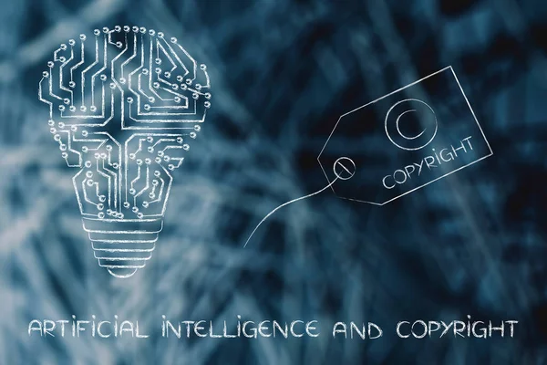 inteligencia artificial e imagen conceptual de copyright, texto y ...