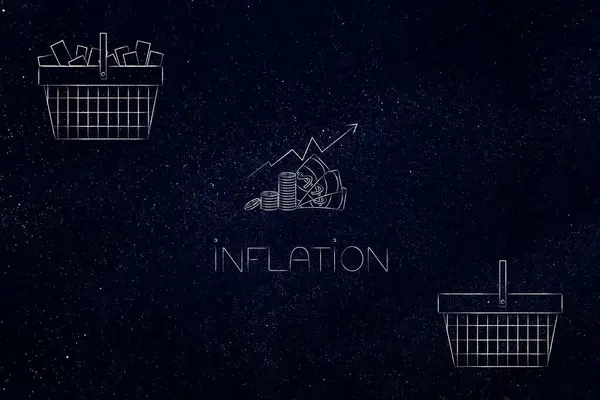 inflación y costo de vida ilustración conceptual, icono de dinero en ...