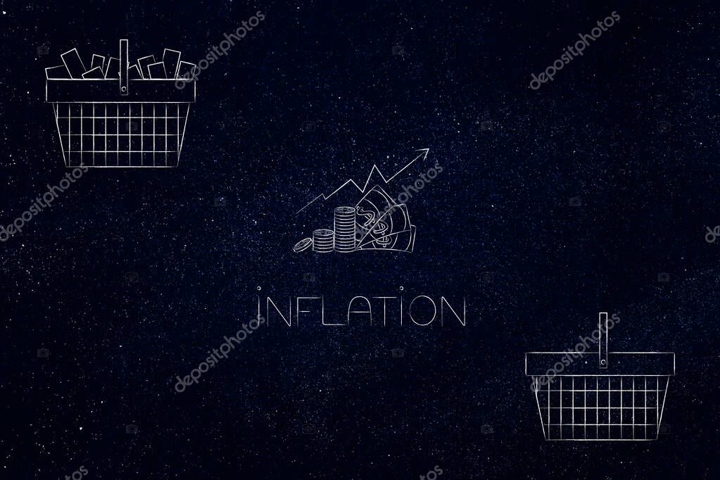 inflación y costo de vida ilustración conceptual, icono de dinero en ...