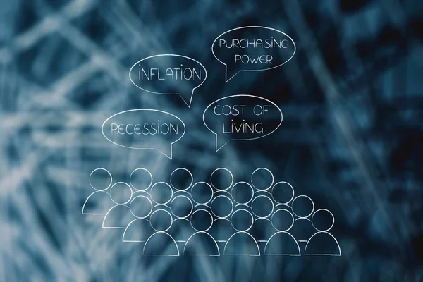 Inflación recesión costo de vida y poder adquisitivo textos en burbujas ...