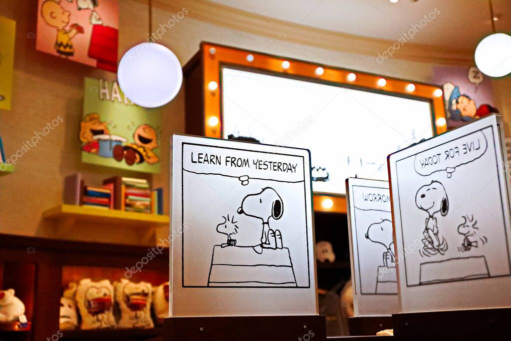 Osaka, Japan - Oct 21, 2022: Wall Art of Snoopy's merchandise Shop at ...