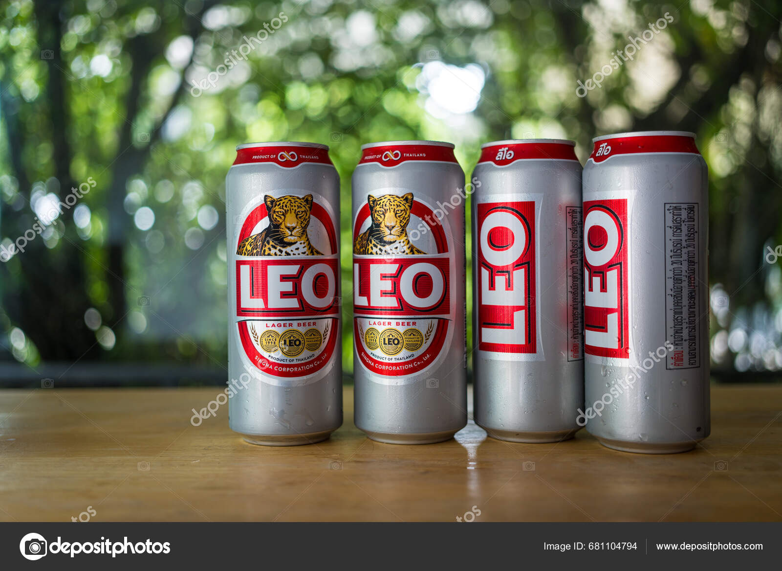 泰国曼谷 2023年10月16日 新设计的啤酒罐 净重490毫升 Alc Vol Leo Beer Created Boon — 图库社论照片 ...