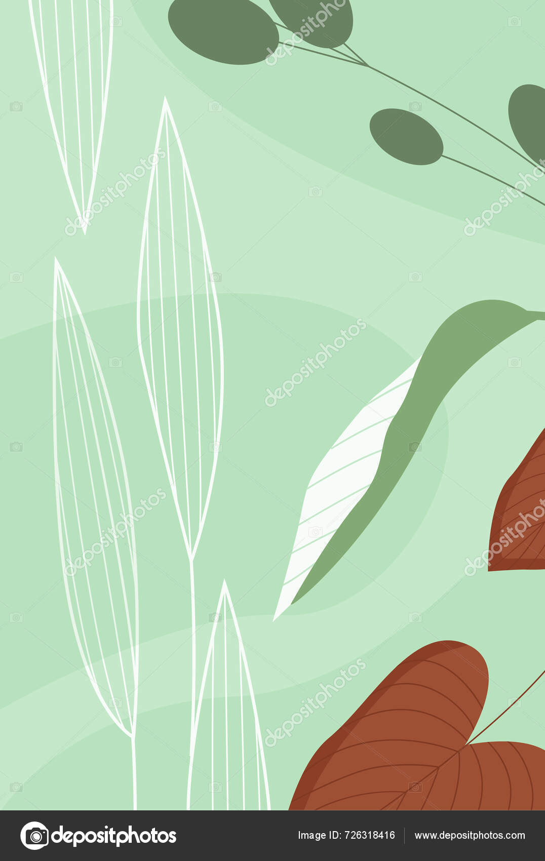 Abstract Green Leafy Pattern Plants Leaves Different Textures Shapes ...