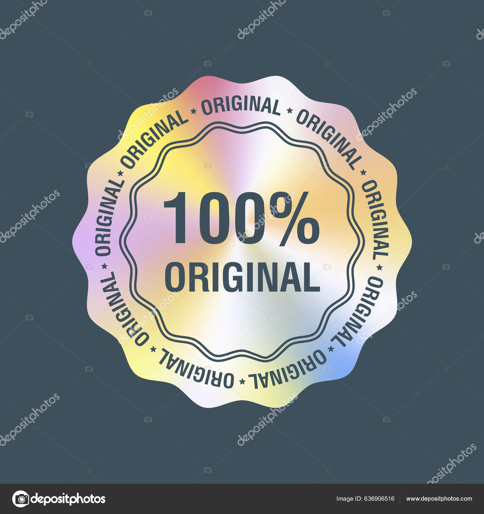 100 Percent Original Hologram Realistic Sticker Vector Element Product ...