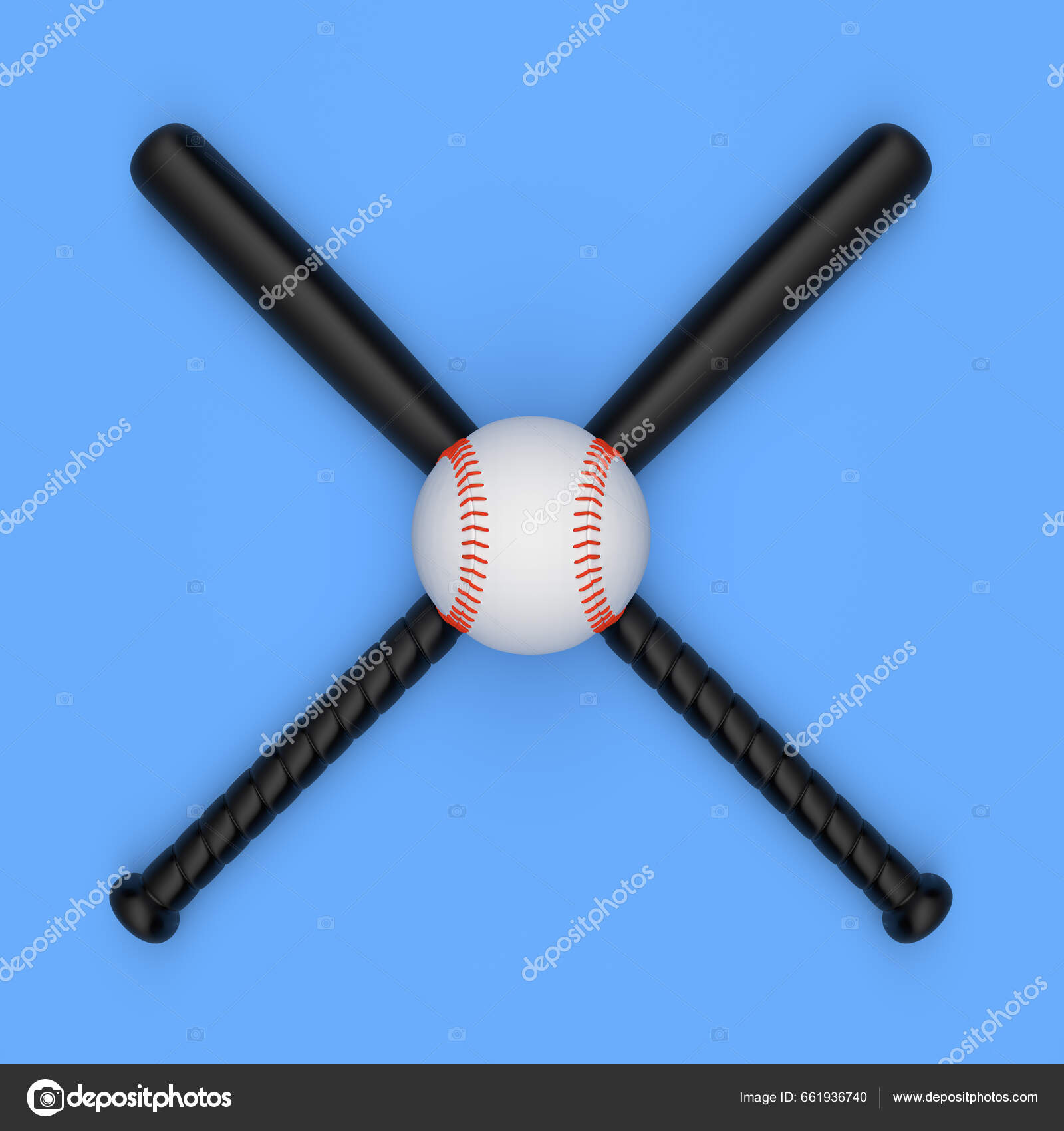 Baseball Ball Baseball Bat Isolated Pastel Blue Background Minimal ...