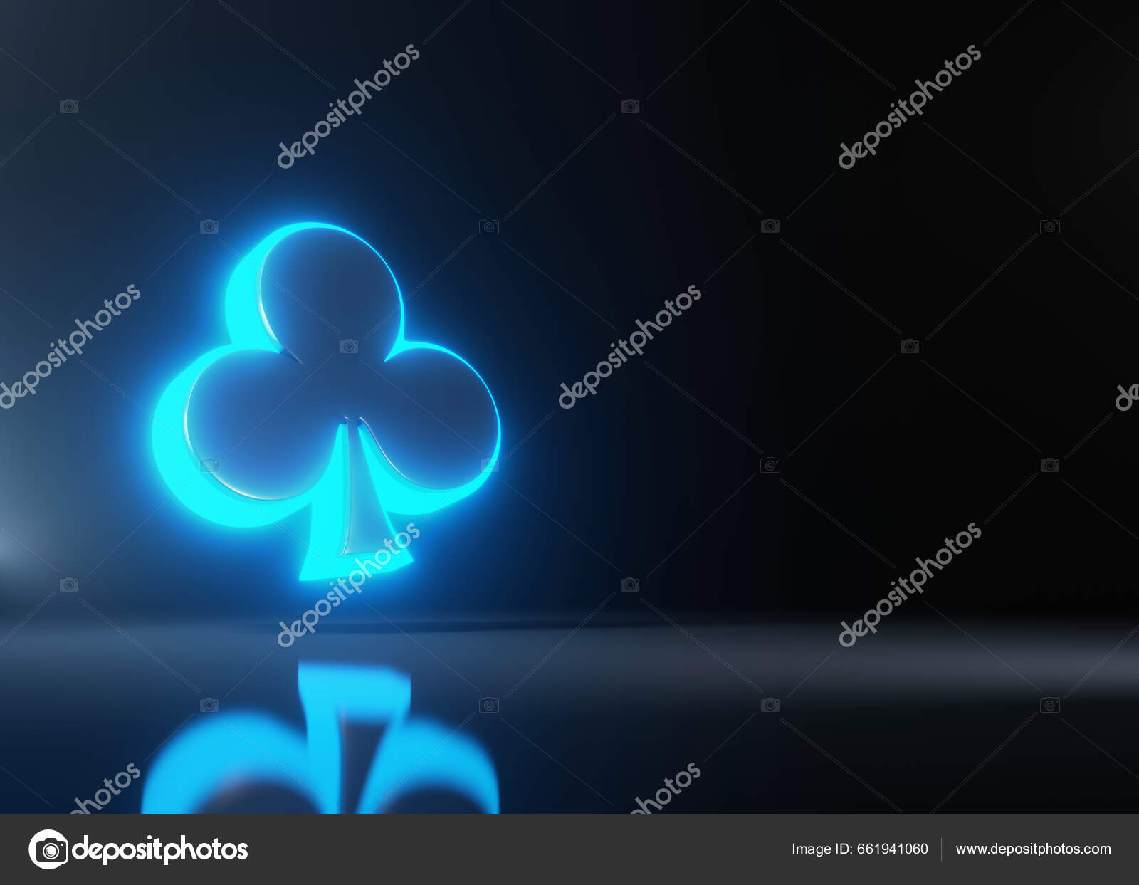 Aces Playing Cards Symbol Clubs Futuristic Blue Glowing Neon Lights ...