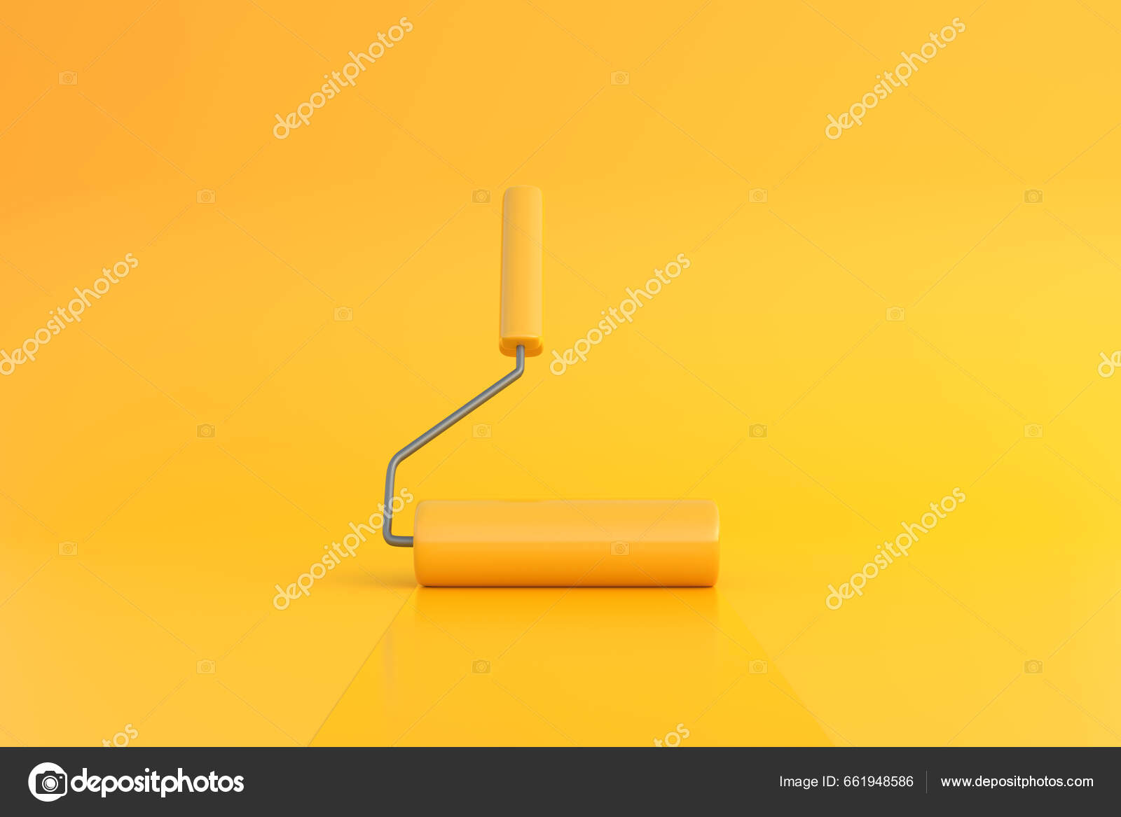 Rodillo Pintura Amarillo Sobre Fondo Amarillo Brillante Plantilla ...