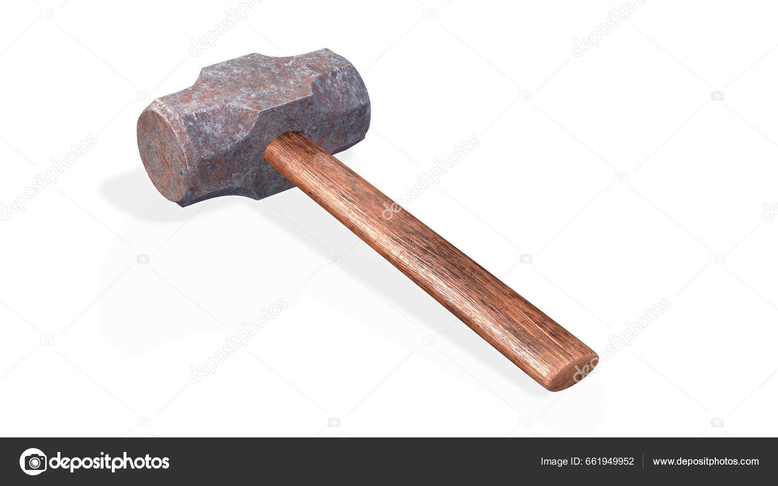 Rusty Metal Sledge Hammer Isolated White Background Render Illustration ...