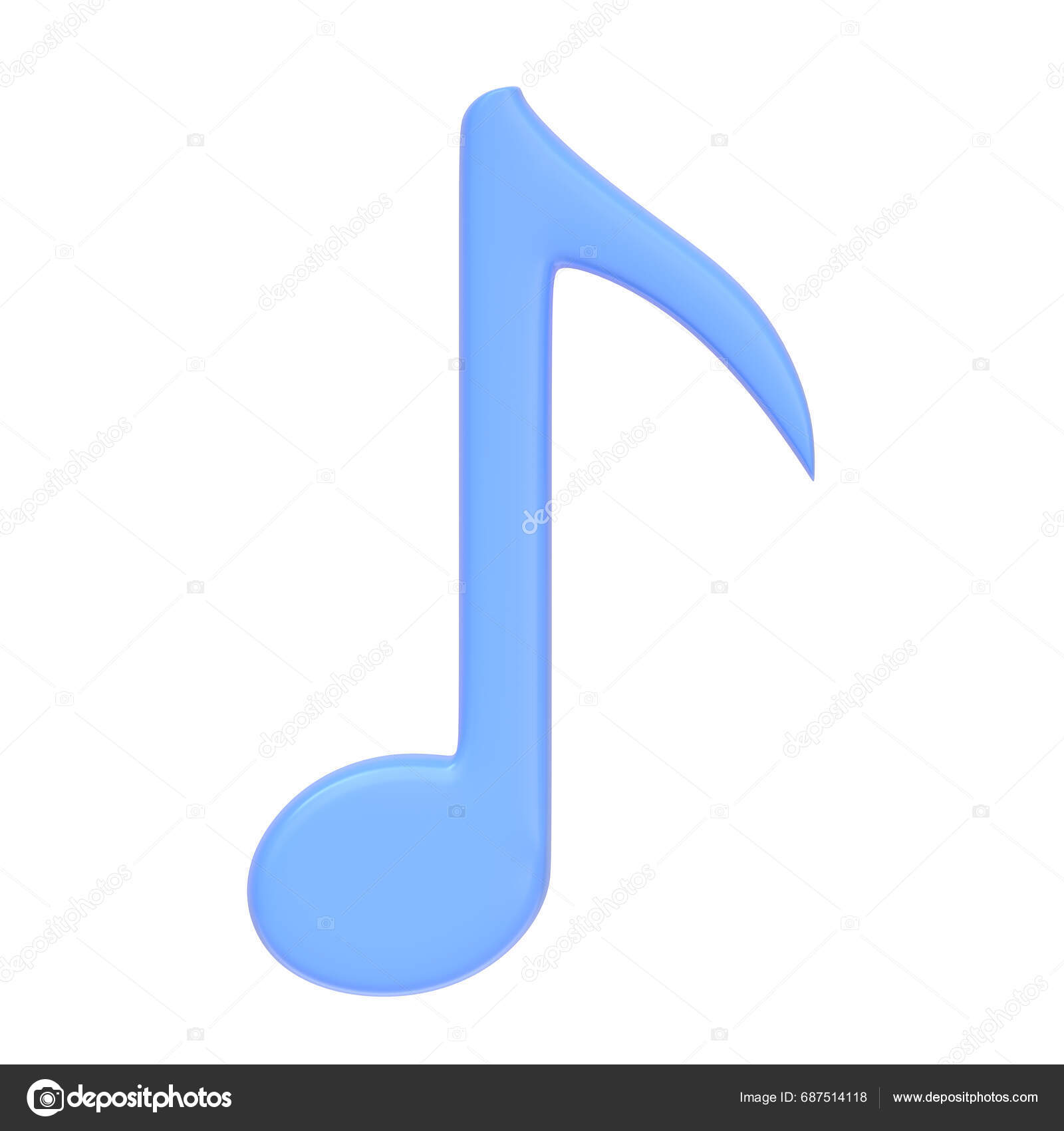 Music Blue Note Isolated White Background Icon Sign Symbol Cartoon ...