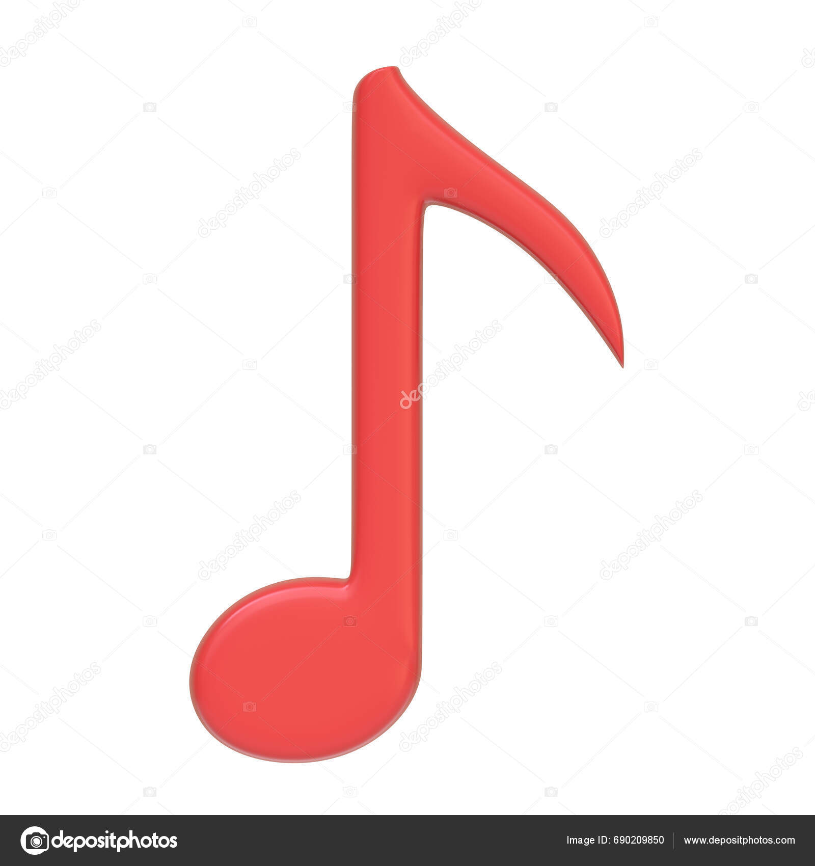 Red Music Note Isolated White Background Icon Sign Symbol Cartoon ...