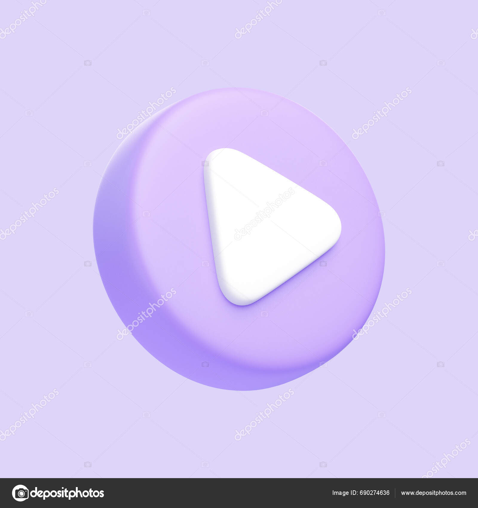 Purple Play Button Isolated Purple Background Icon Sign Symbol Cartoon ...