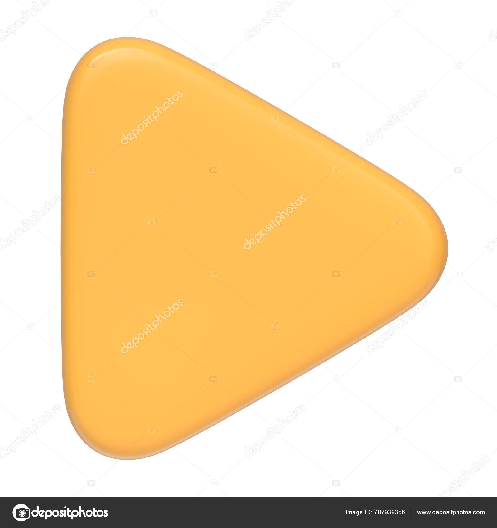Yellow Play Button Triangle Icon Isolated White Background Representing ...