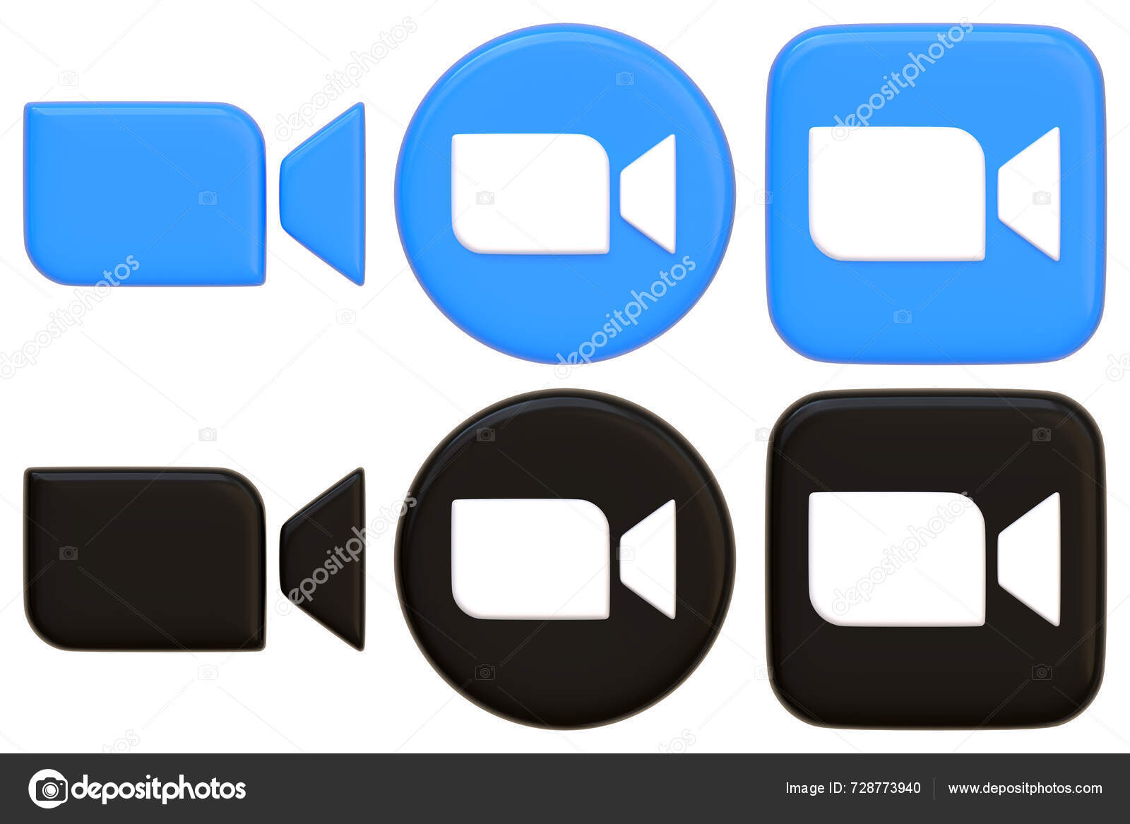 Colección Iconos Aplicación Zoom Esquemas Color Azul Negro Mostrando ...