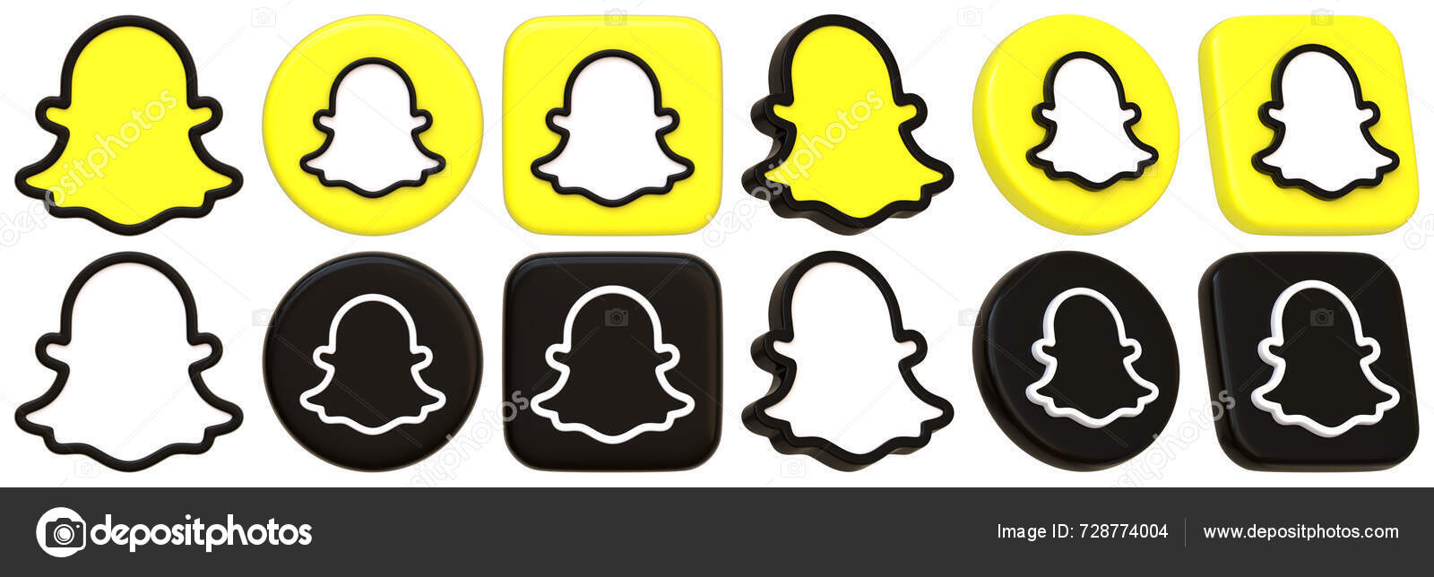 Collection Snapchat Icons Various Styles Featuring Yellow Black Color ...