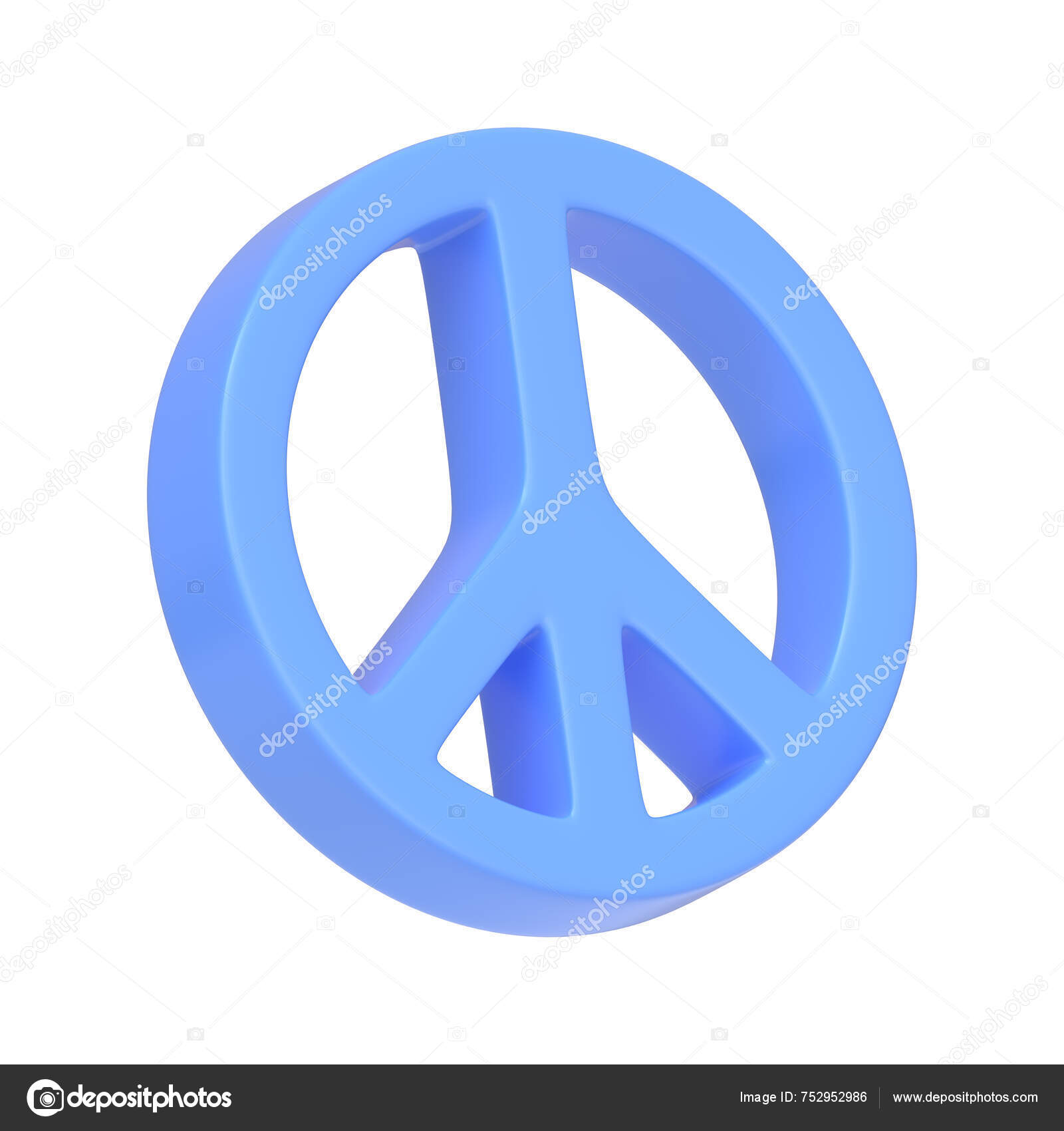 Blue Peace Symbol Isolated White Background Representing Nonviolence ...