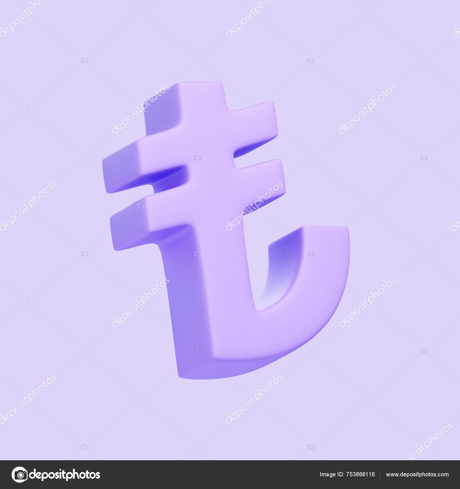 Turkish Lira Currency Symbol Light Purple Isolated Matching Pastel ...
