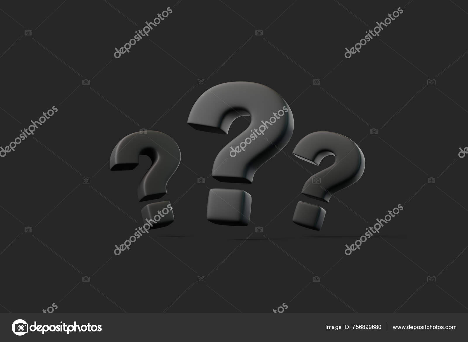 Three Black Question Marks Floating Dark Background Symbolizing Uncertainty Inquiry — Stock ...