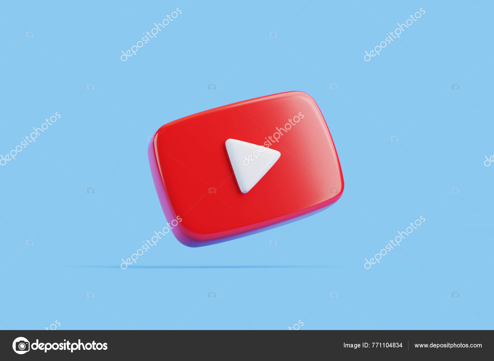 Red Play Button Icon White Triangle Appearing Float Bright Minimalistic ...