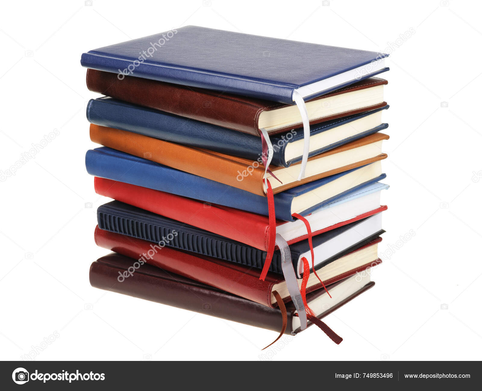 Stack Diaries Books Colorful Covers White Background — Stock Photo ...