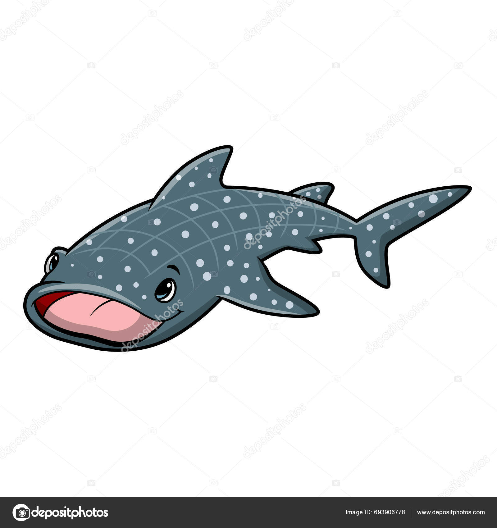 Vector Illustration Cute Tiger Shark Cartoon White Background Stock ...
