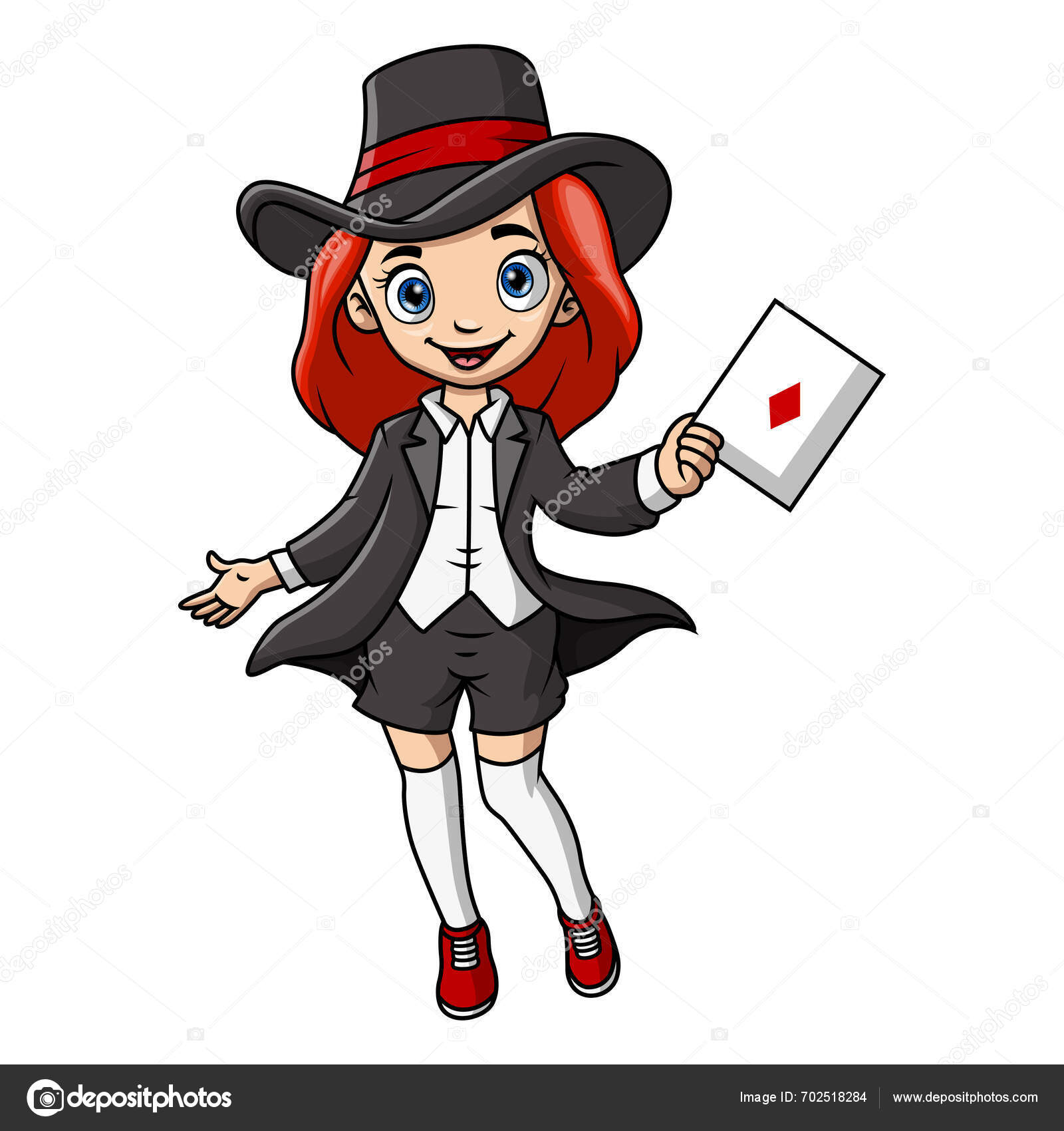 Image vectorielle Illustration Vectorielle Mignon Magicien Fille Dessin ...