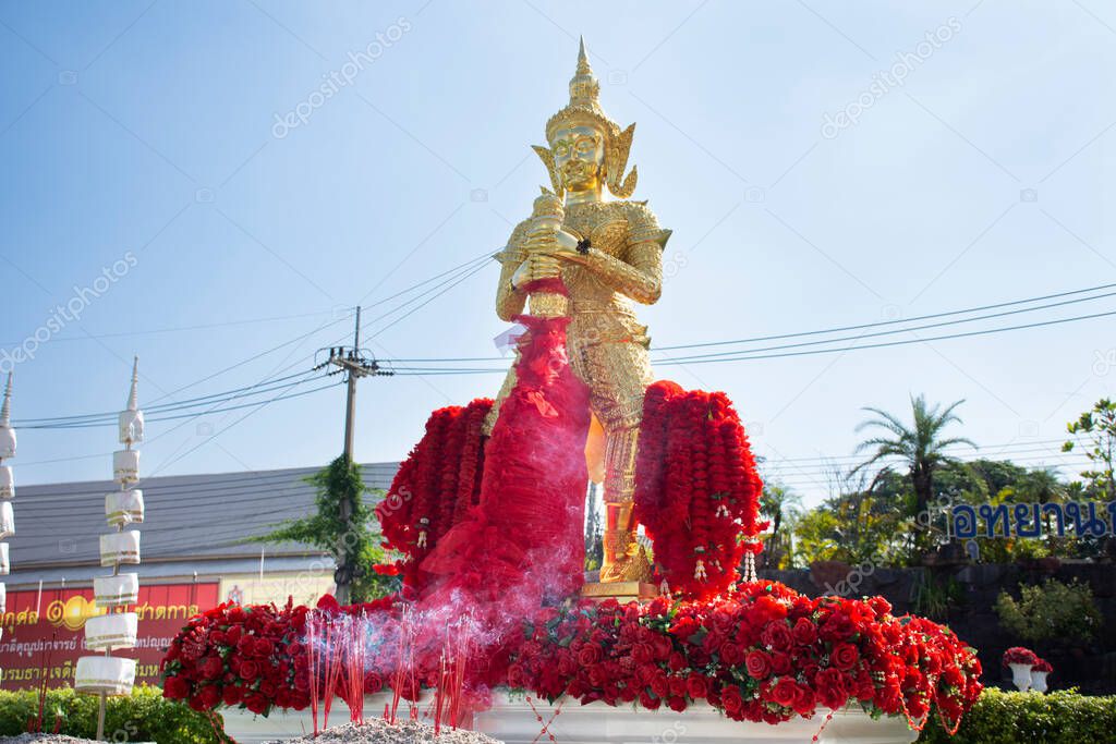 King Thao Wessuwan or Vasavana Kuvera giant statue for thai people ...