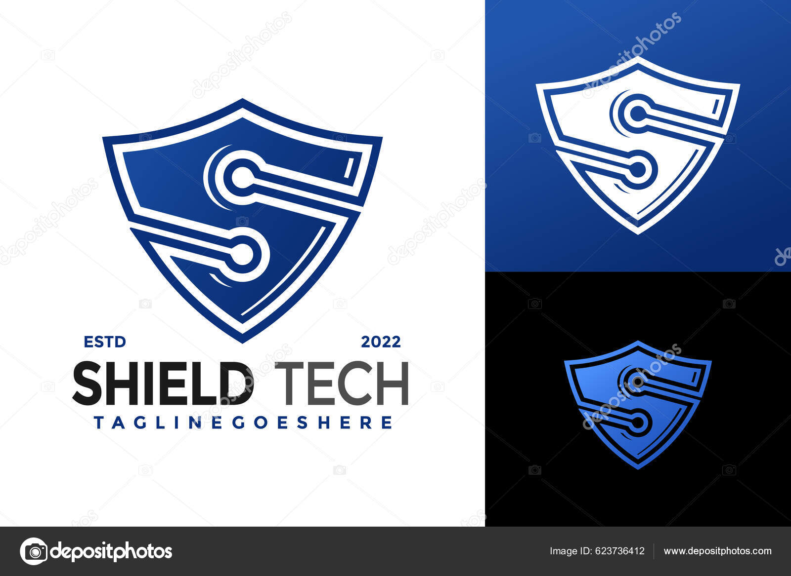 Letra Inicial Shield Tech Logo Design Vetor Logotipos Identidade Marca ...